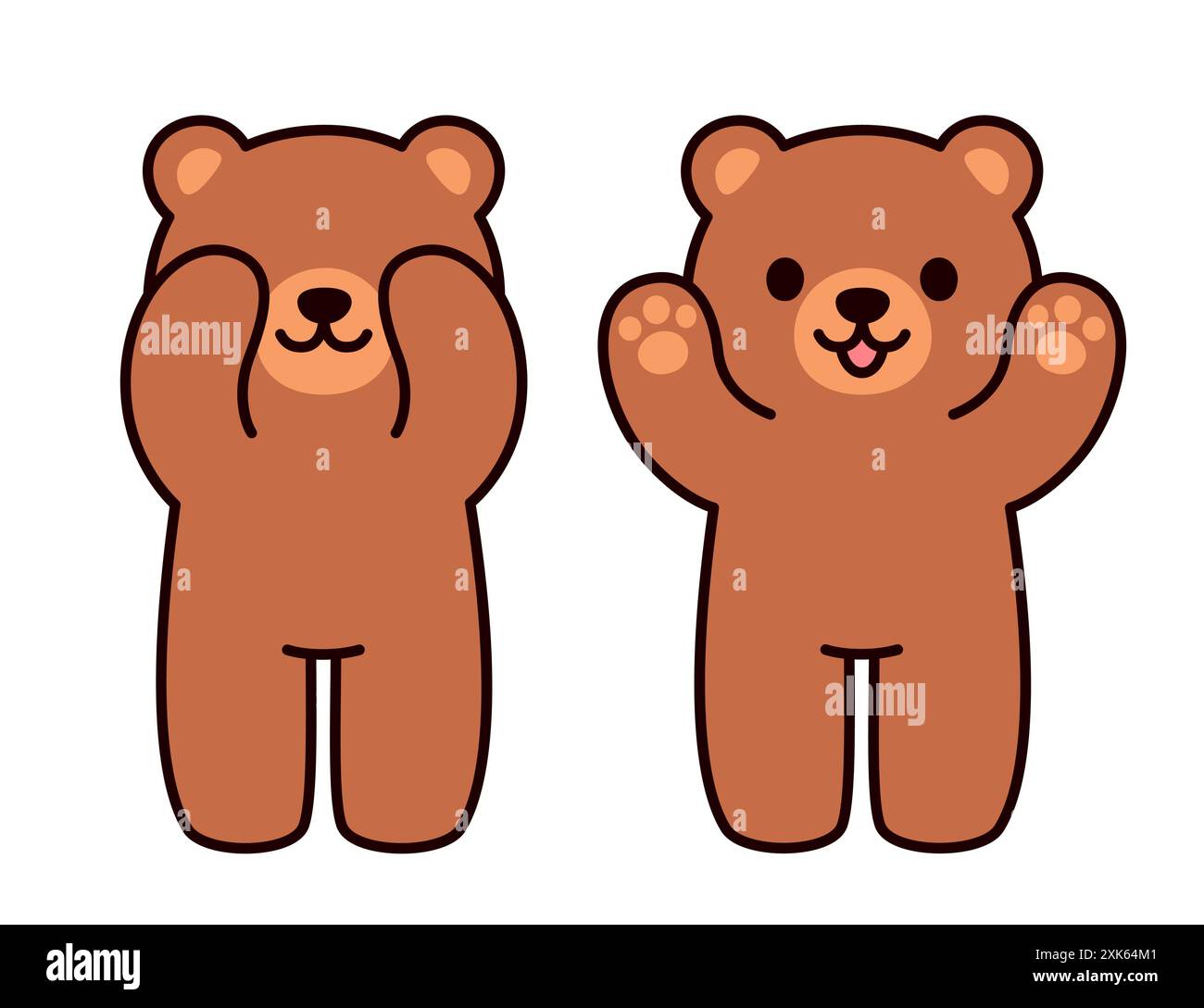 Ours de dessin animé mignon jouant Peekaboo, se cachant et ouvrant le ...