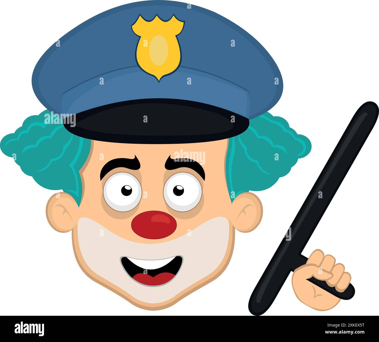 illustration vectorielle visage personnage clown dessin animé, avec une ...