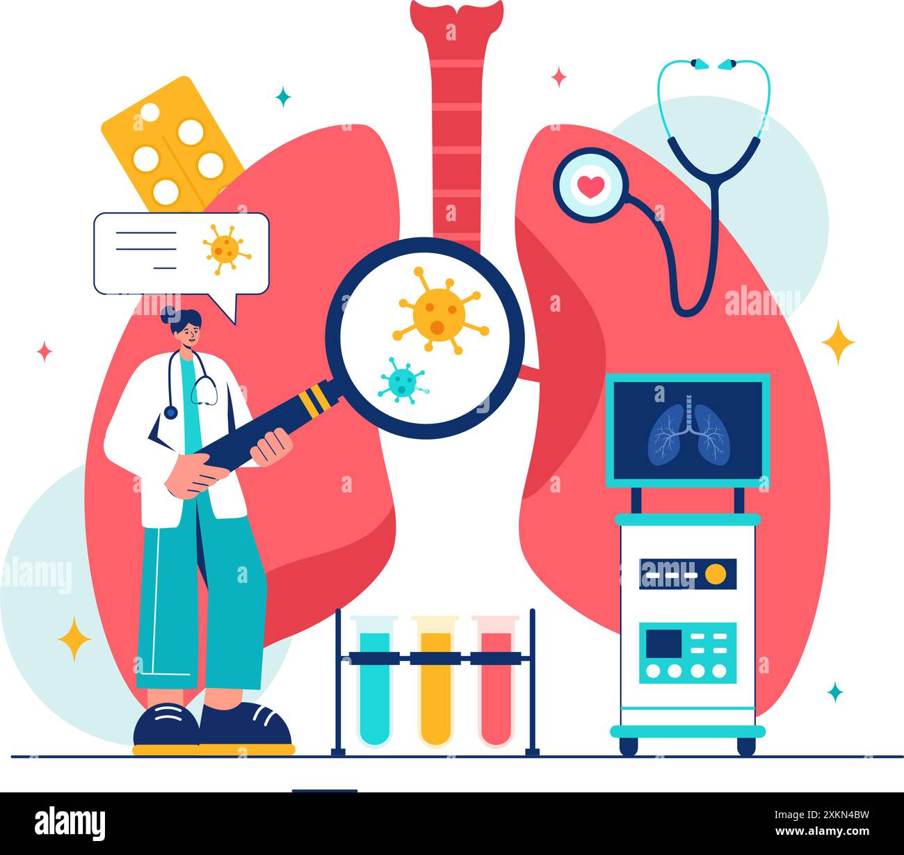Illustration vectorielle de pneumologue avec médecin de pneumologie ...