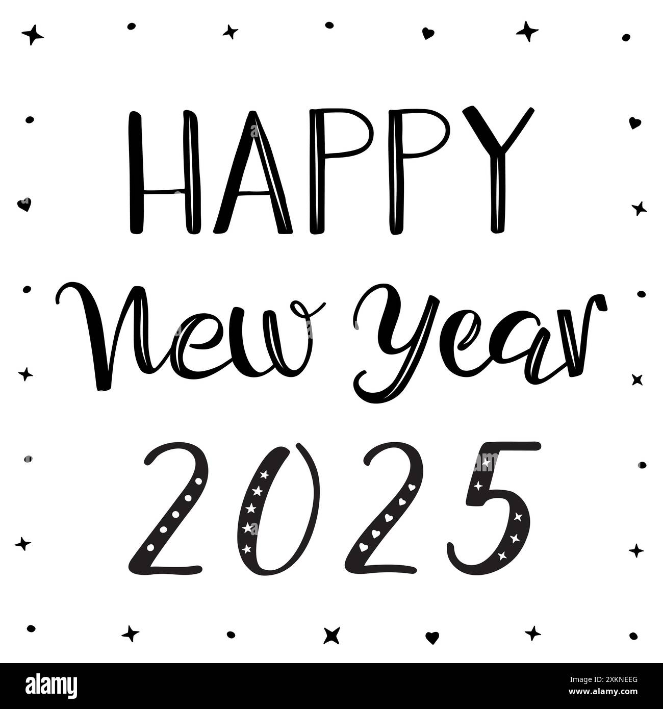 Bonne année 2025 carte de voeux. Calligraphie moderne manuscrite au ...