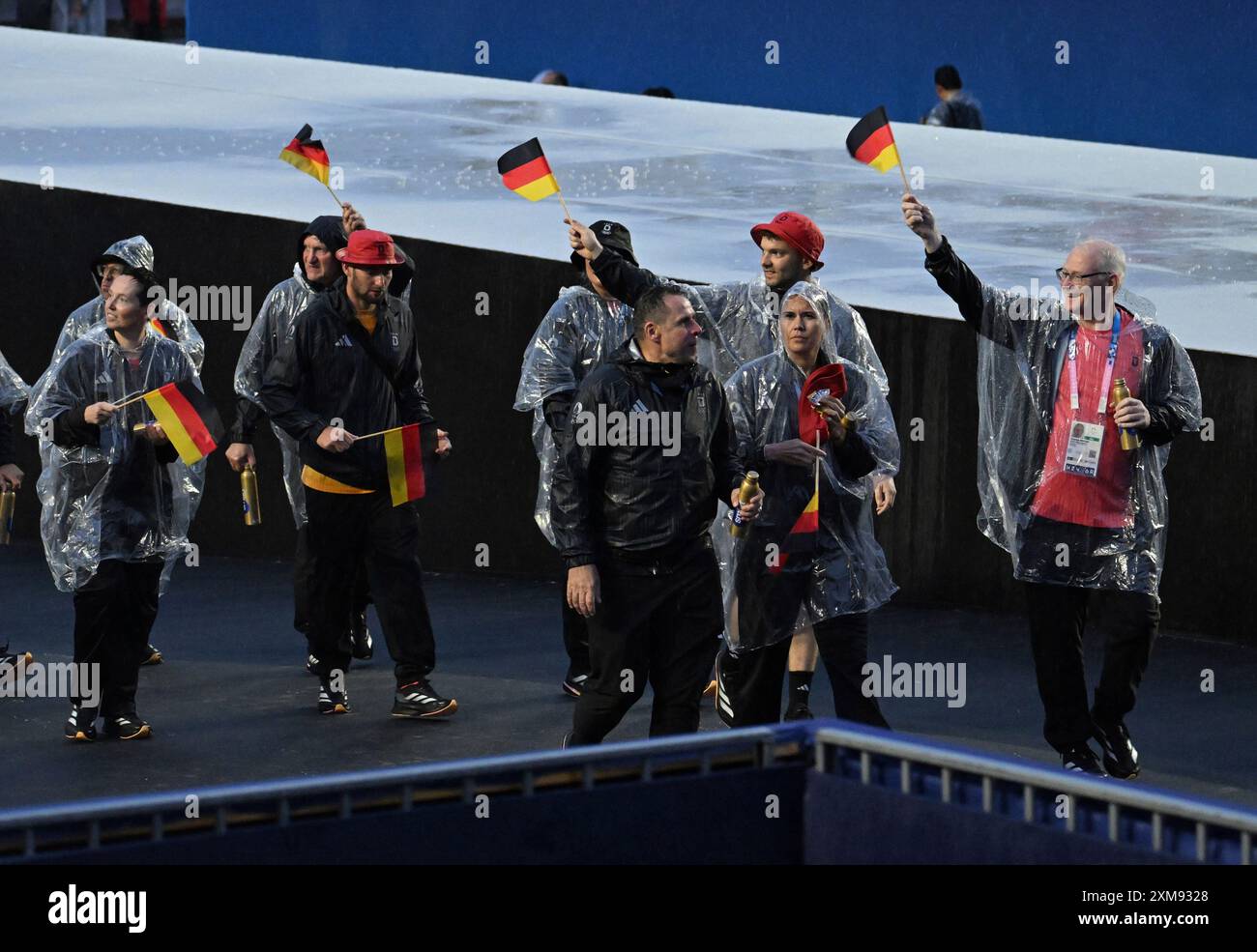 German athlete delegation arrives at Place du Trocadero to participate ...