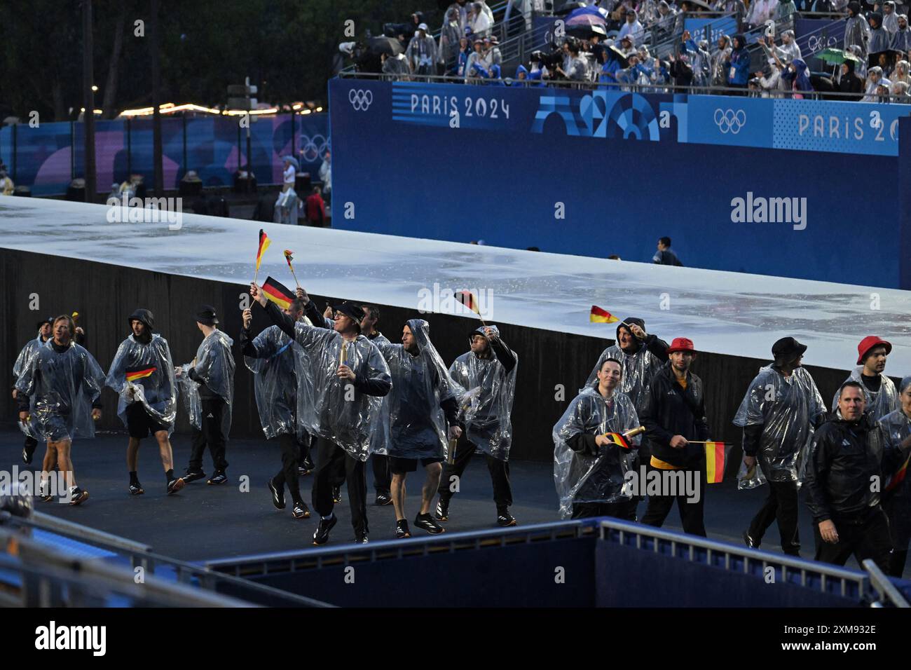 German athlete delegation arrives at Place du Trocadero to participate ...