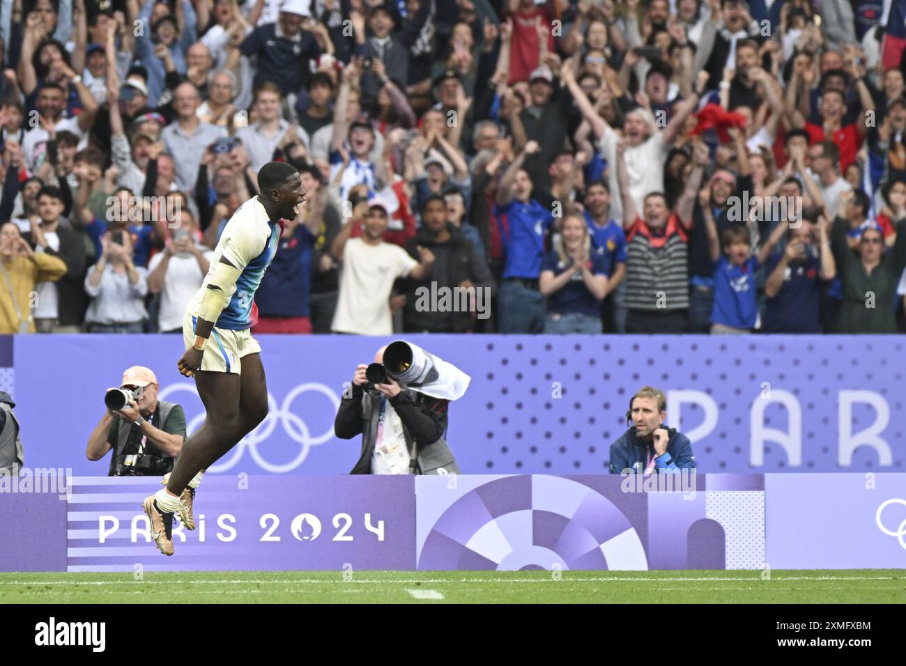 Paris, France. 27 juillet 2024. Andy Timo (France) célèbre la victoire ...