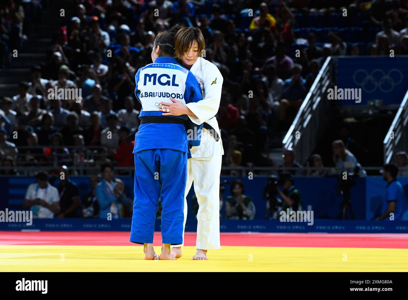 Paris, France. 27 juillet 2024. Natsumi Tsunoda ( JPN ) et Baasankhuu ...