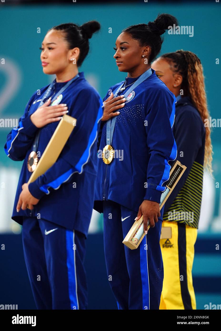 Médaillée d'or, l'américaine Simone Biles, et médaillée de bronze ...