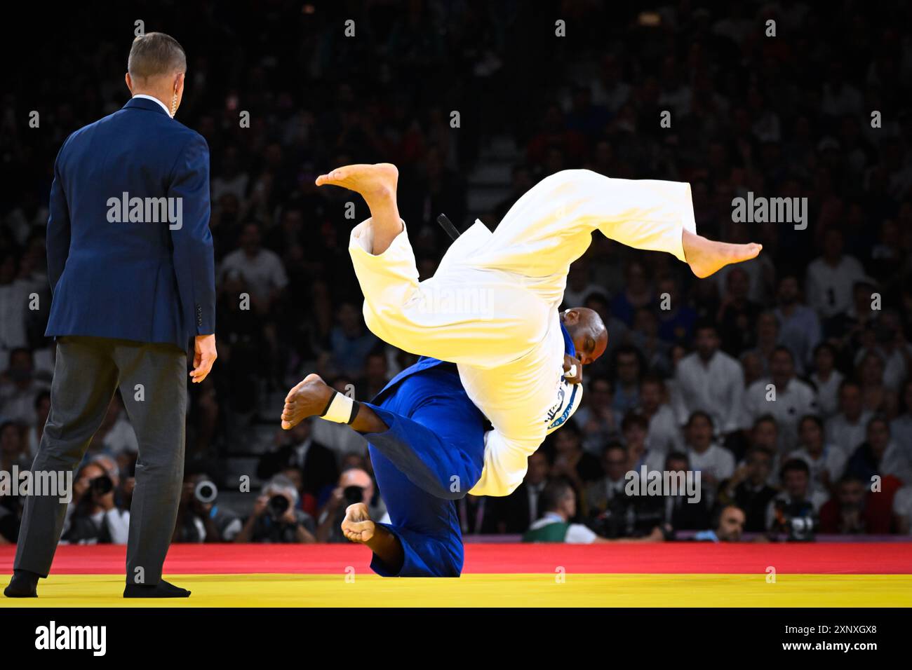 Teddy Riner ( FRA ) vs Kim Minjong ( KOR ), Judo, finale hommes +100 kg lors des Jeux Olympiques ...