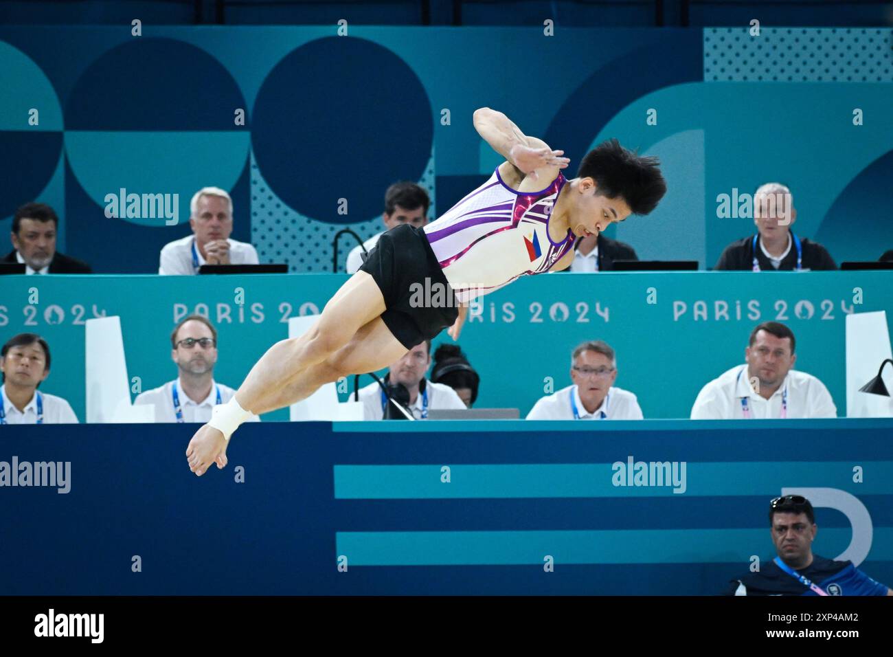 Paris, France. 3 août 2024. Carlos Edriel Yulo ( PHI ), gymnastique ...