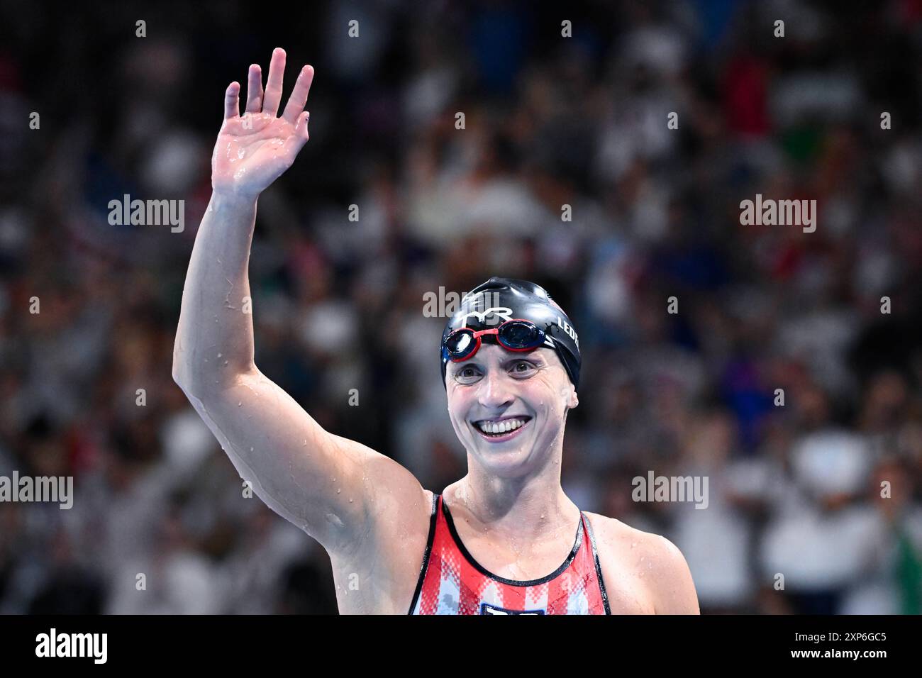 Paris, France. 3 août 2024. Katie Ledecky ( USA ) Médaille d'Or, natation, 39 finale du 800m ...