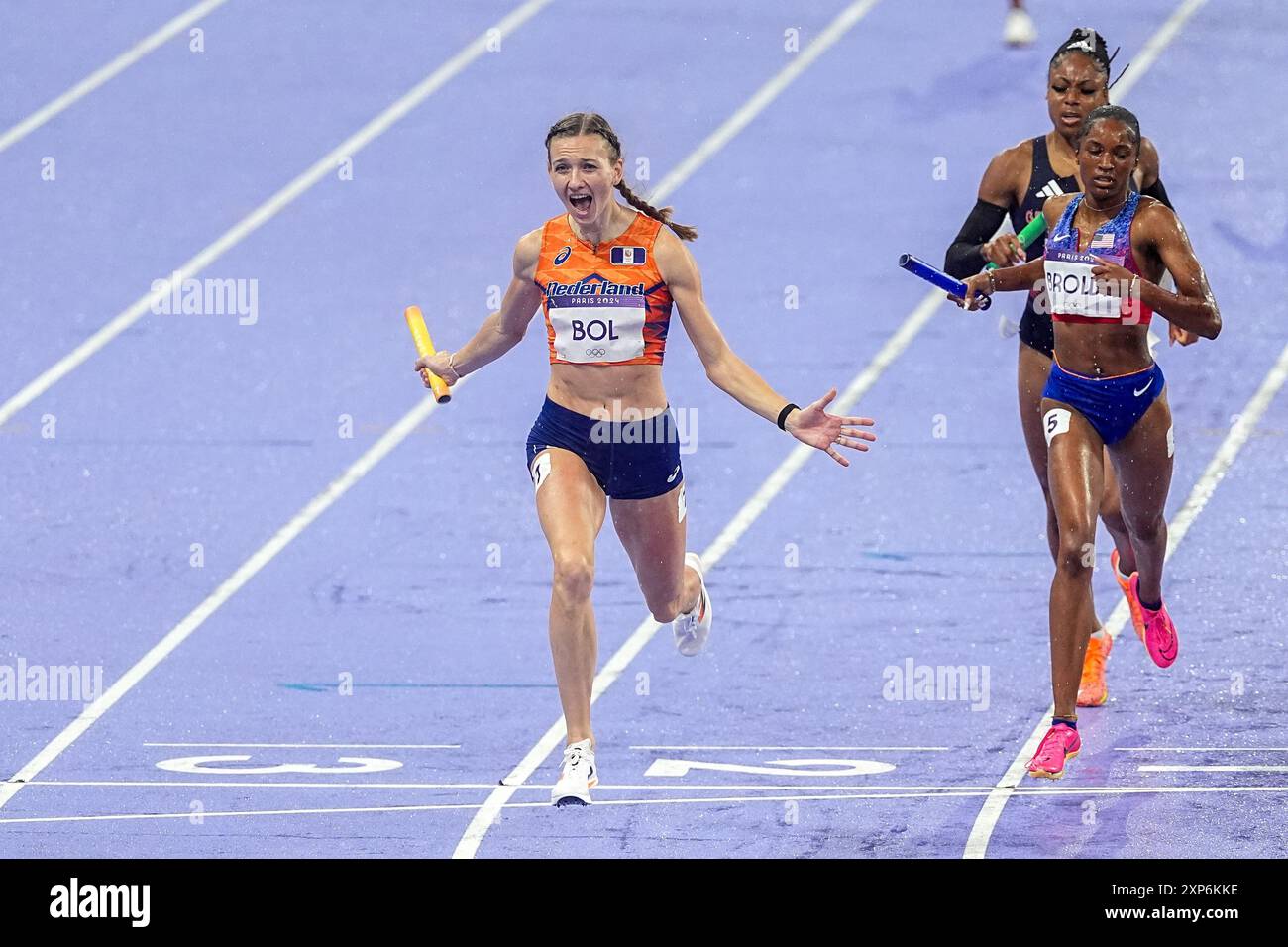 Paris, France. 3 août 2024. Femke bol des pays-Bas, Kaylyn Brown des ...