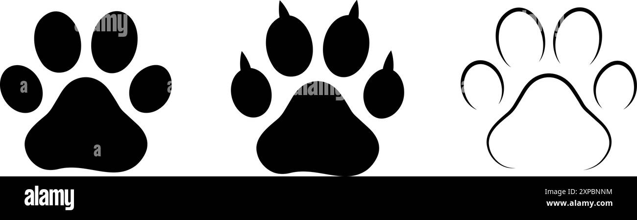 Différents animaux Paw prints.Paw print signe et symbole. patte de ...