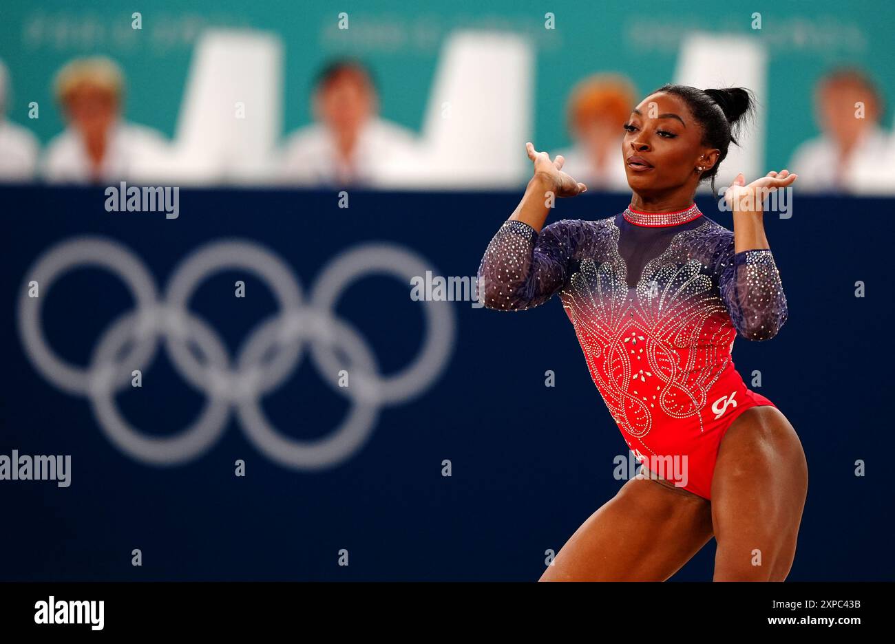 Simone Biles des États-Unis lors de la finale des exercices au sol ...