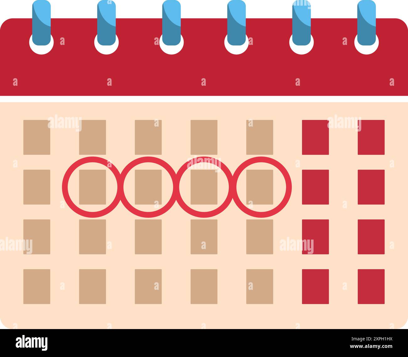 Le calendrier marque la durée d'un cycle menstruel et met en évidence ...