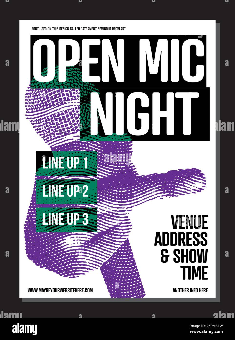 Modèle de dépliant ou d'affiche de nuit à micro ouvert. Affiche de ...