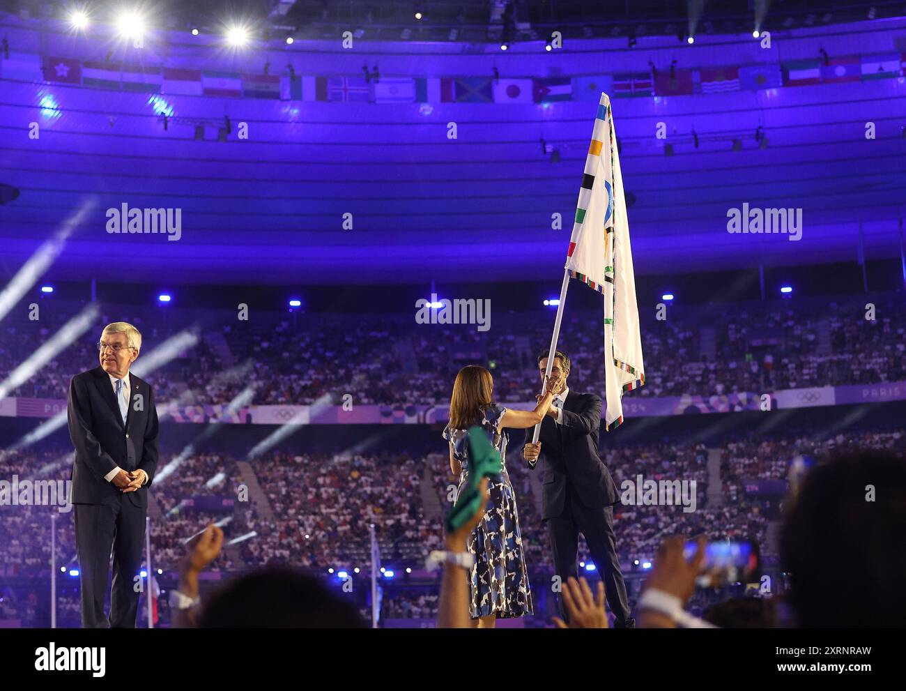 Paris, France. 11 août 2024. Tony Estanguet (R), président du Comité d'organisation de Paris ...