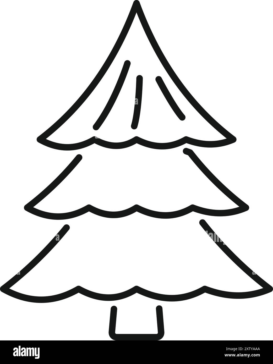 Simple dessin au trait noir et blanc d'un sapin, parfait pour ...