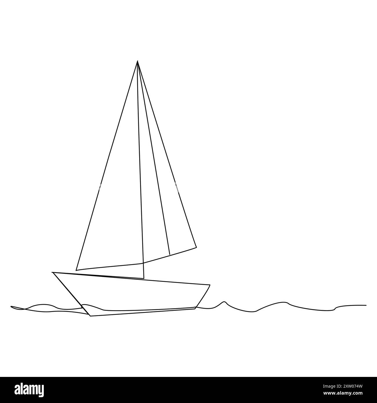 Dessin mono trait voilier Banque d'images noir et blanc - Alamy