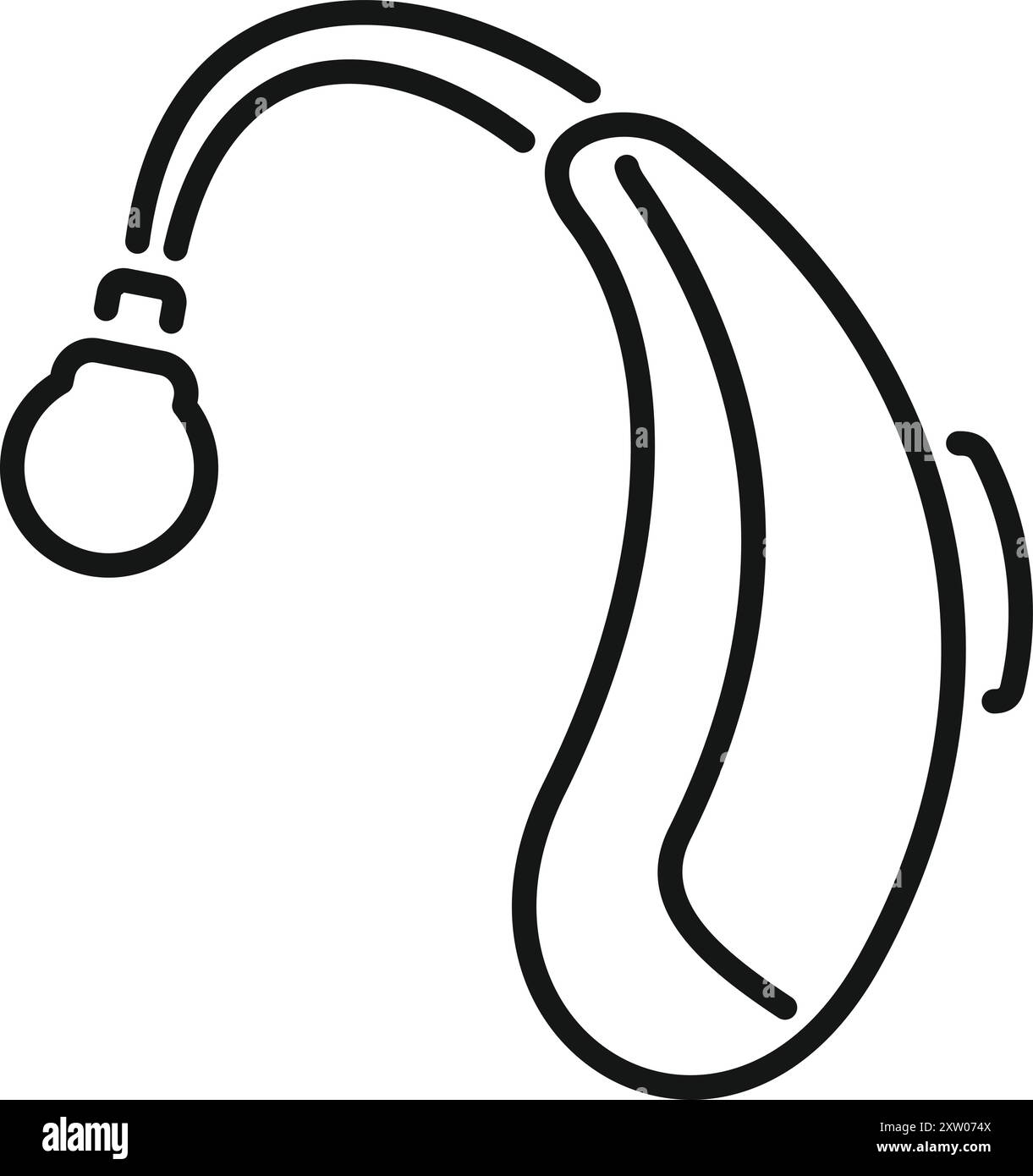 Icône de dessin au trait d'un appareil d'aide auditive, montrant son ...