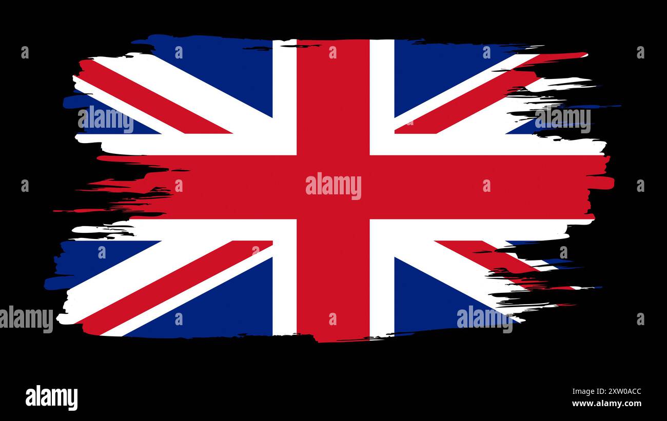 Drapeau anglais pinceau fond noir Banque de photographies et d’images à ...