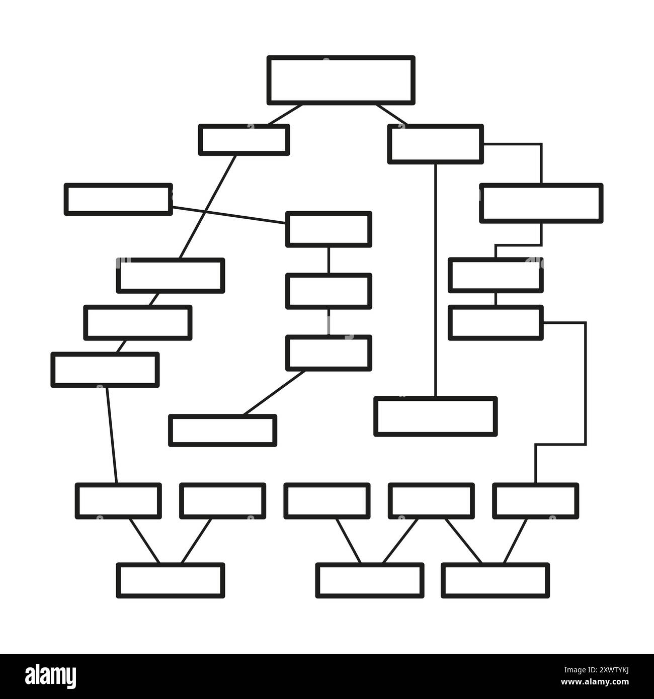 Diagramme d'organigramme abstrait. Structure de contour noir ...