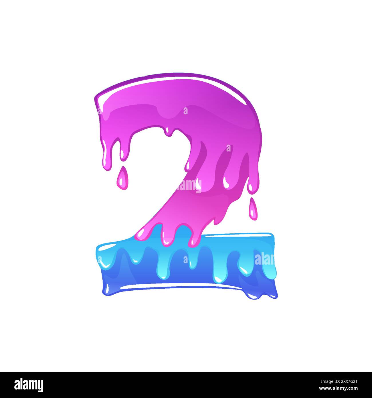 Vector Slime Cartoon numéro 2, figure deux. Type de police Slime numéro ...