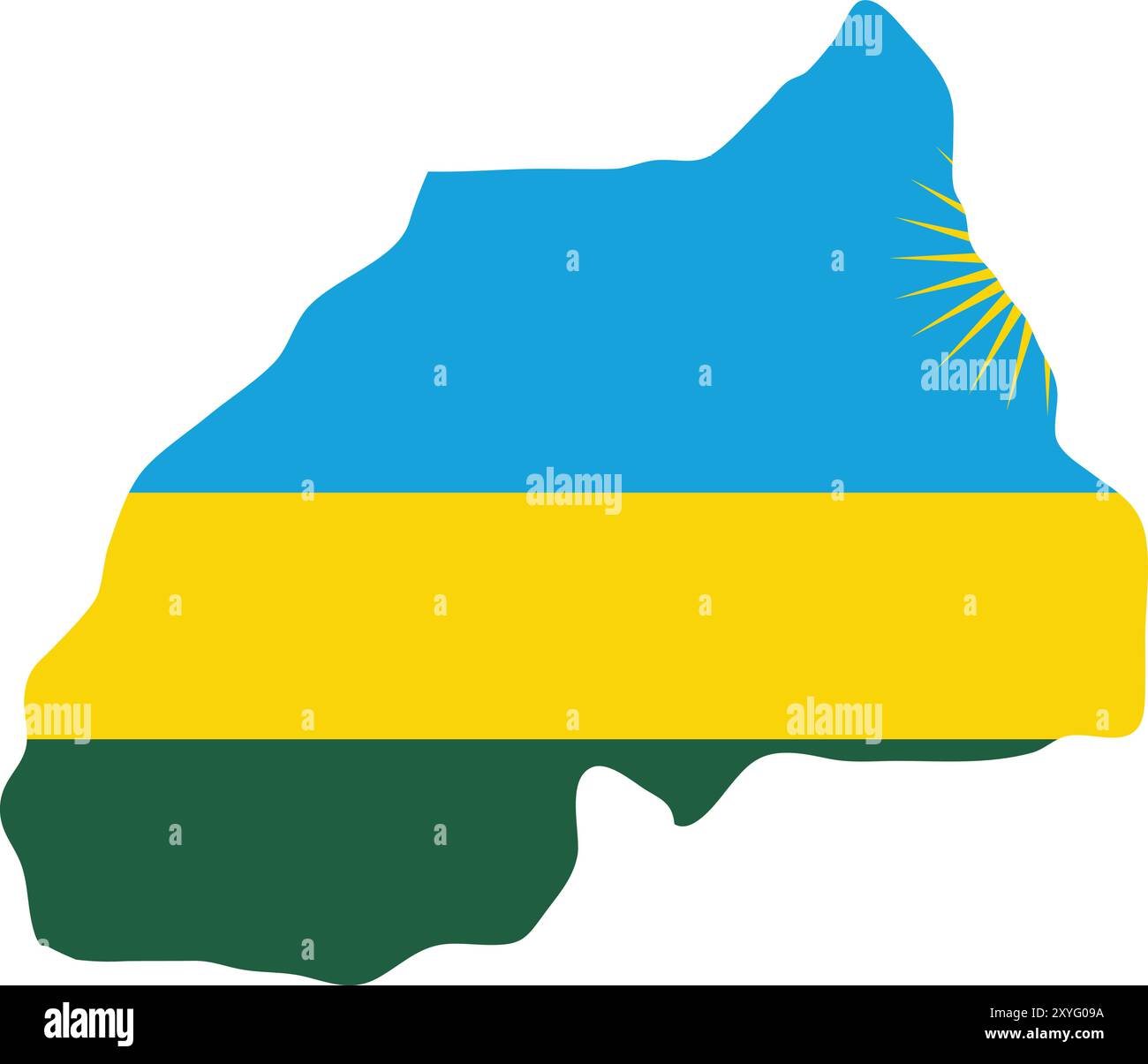 Drapeau du Rwanda sur la carte, carte du Rwanda avec drapeau, carte du ...