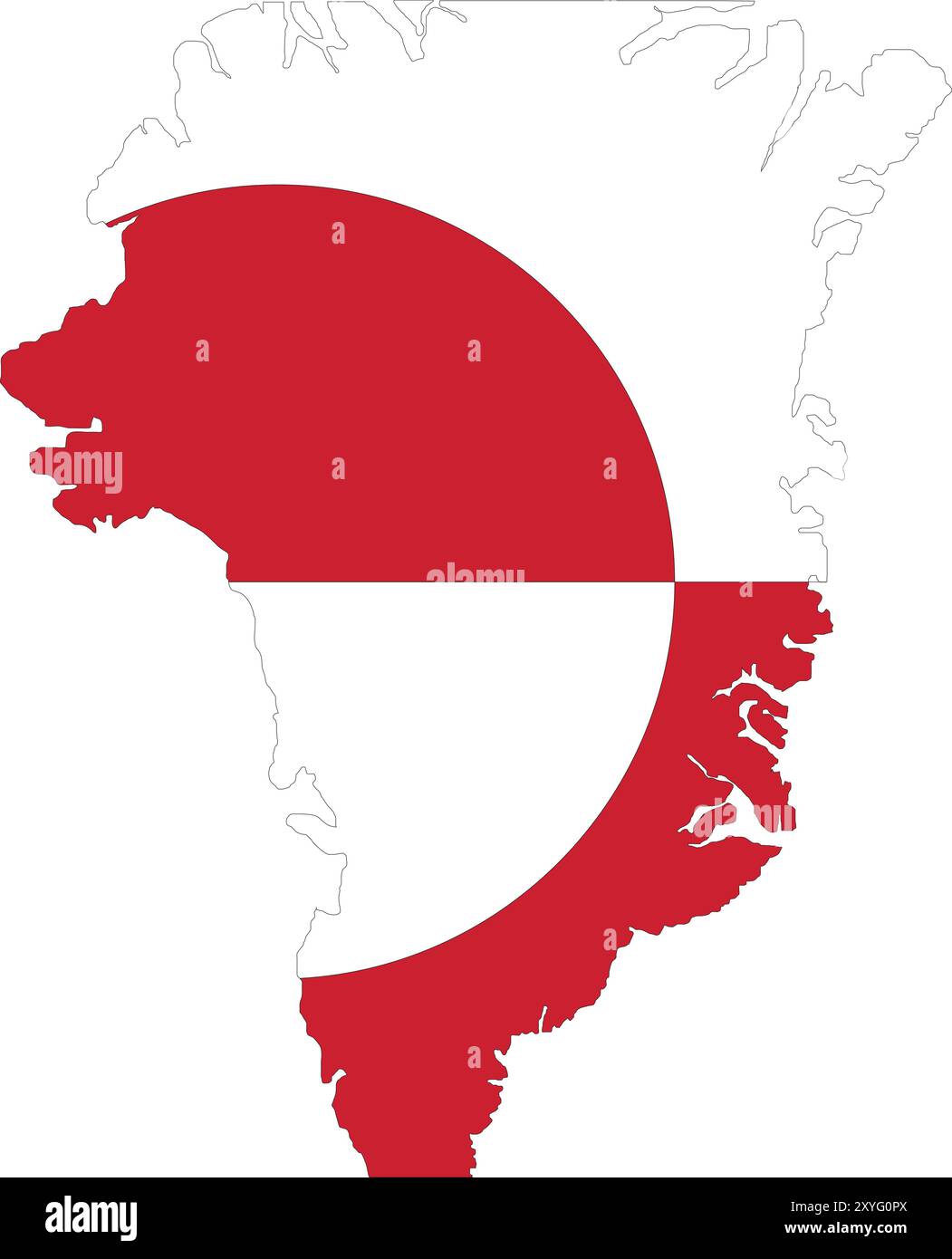 Drapeau du Groenland dans la carte, carte du Groenland avec drapeau ...