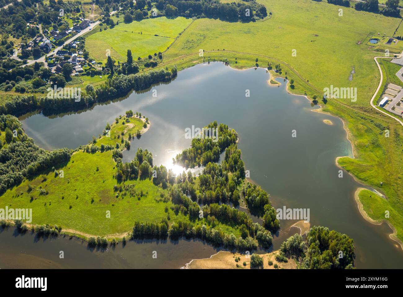 Luftbild, Lipperenaturierung, Lippemündung in den Rhein, B58n ...
