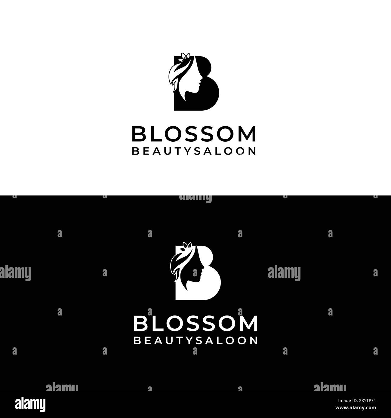 Design de logo de salon de beauté noir et blanc. Modèle de logo de ...