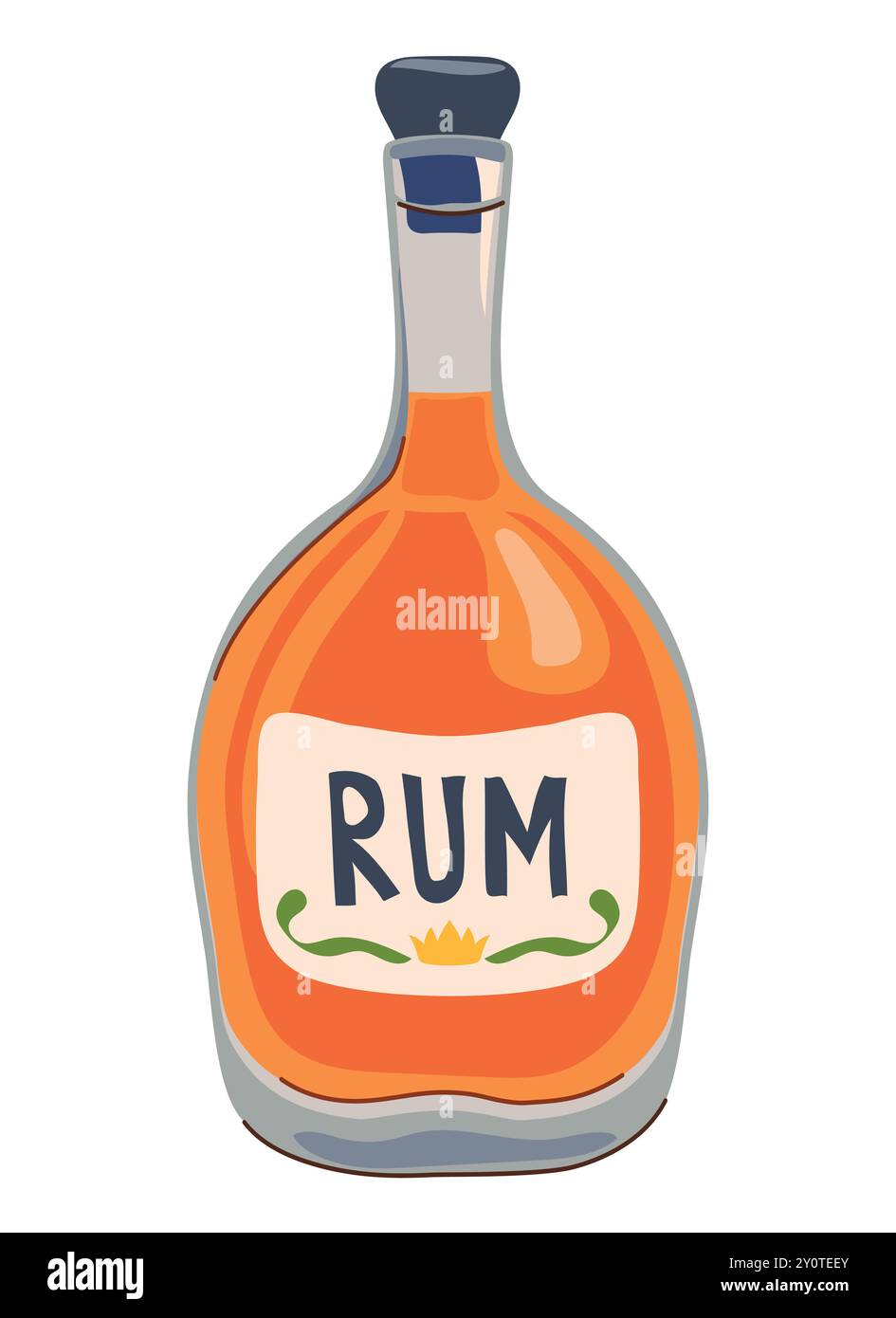 Bouteille de rhum dans un style plat. Illustration vectorielle de ...