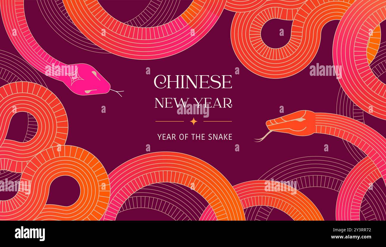 Nouvel an chinois 2025 année du serpent. Illustration géométrique de ...