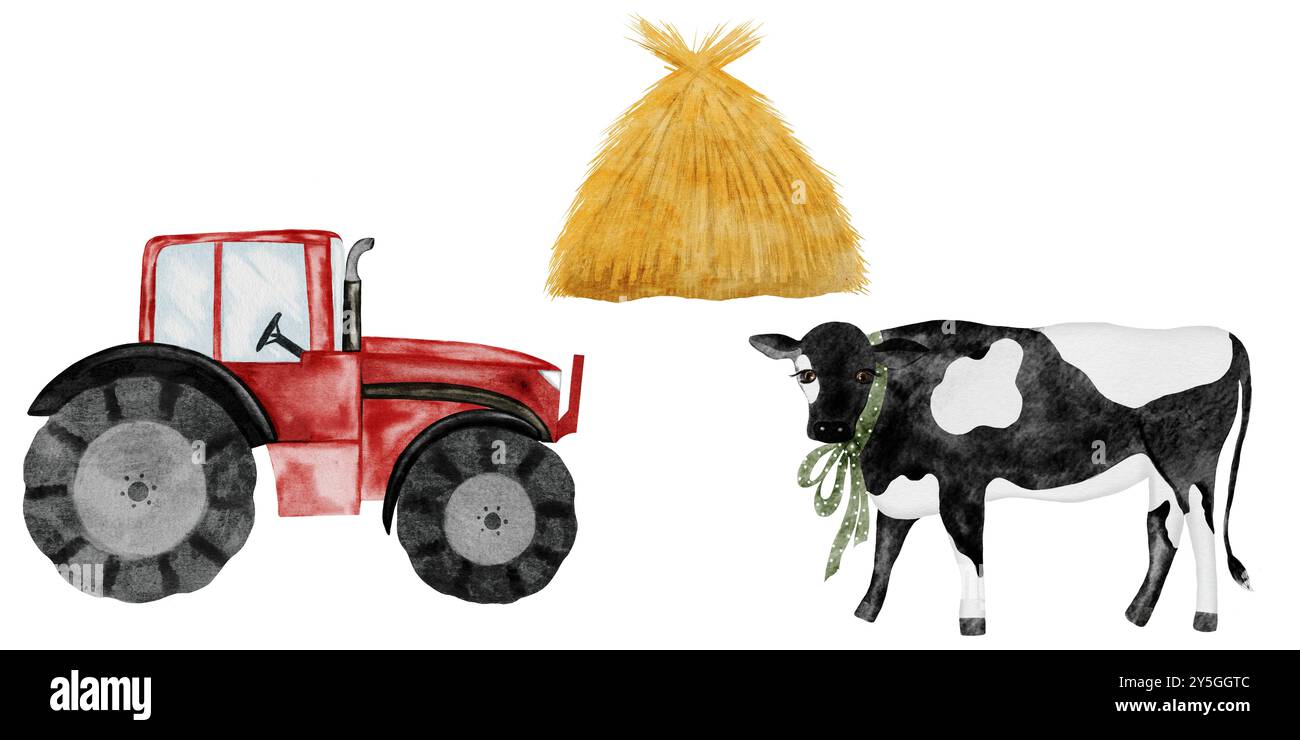 Ballots de paille sur remorque Banque d'images détourées - Alamy