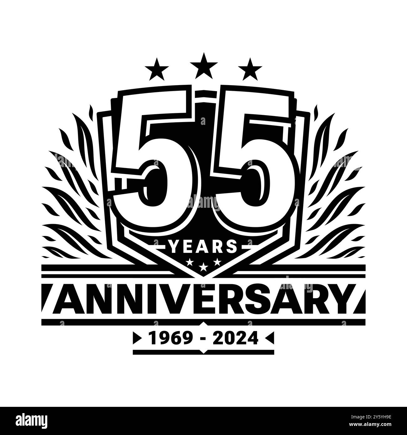Logo anniversaire 55 ans Banque d'images noir et blanc - Alamy