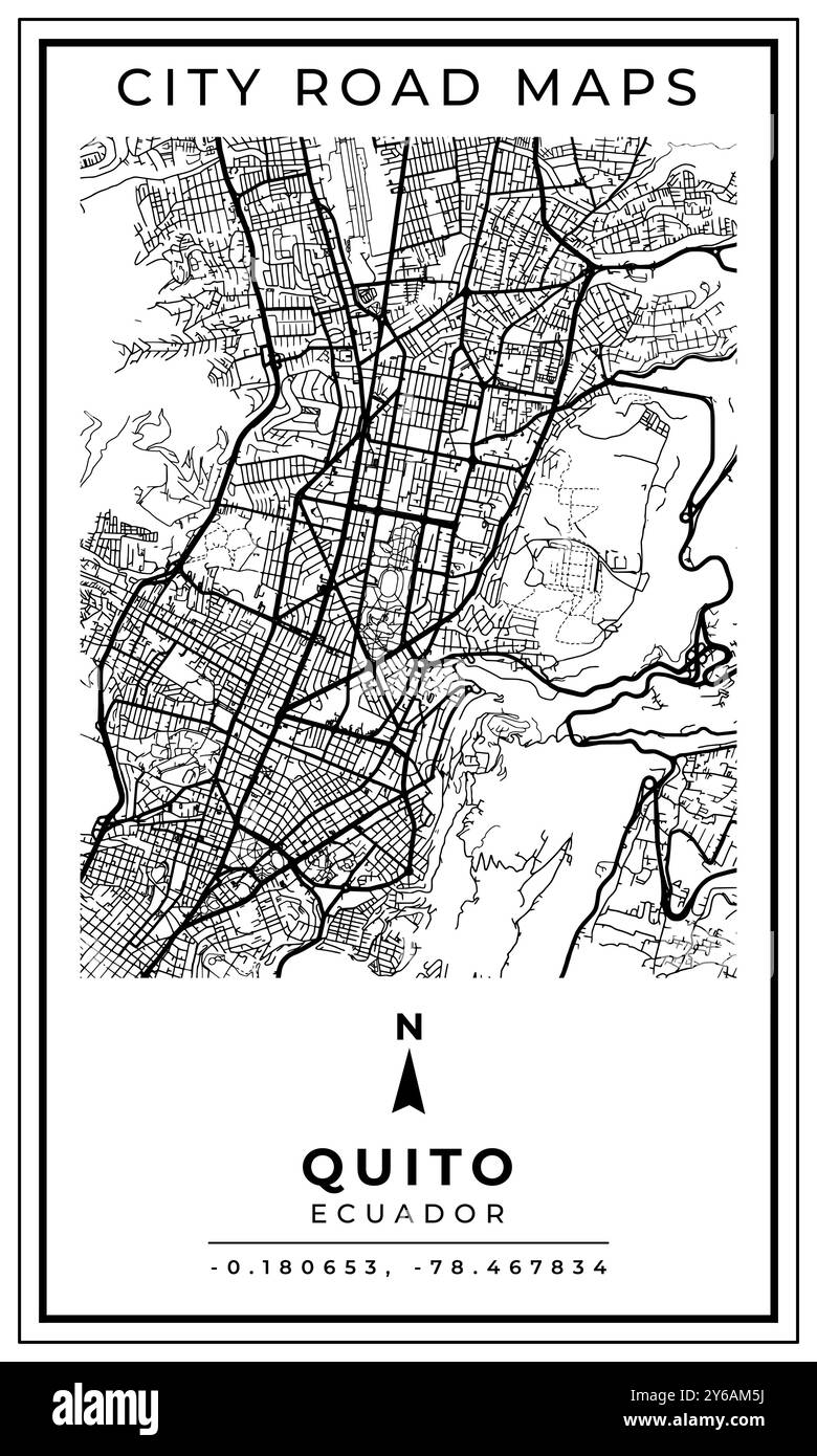 Mappa di quito Banque d'images noir et blanc - Alamy