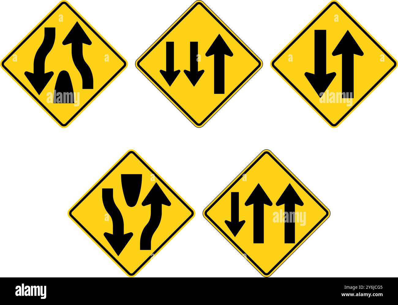 Panneaux de circulation à deux voies et autoroutes divisés ...
