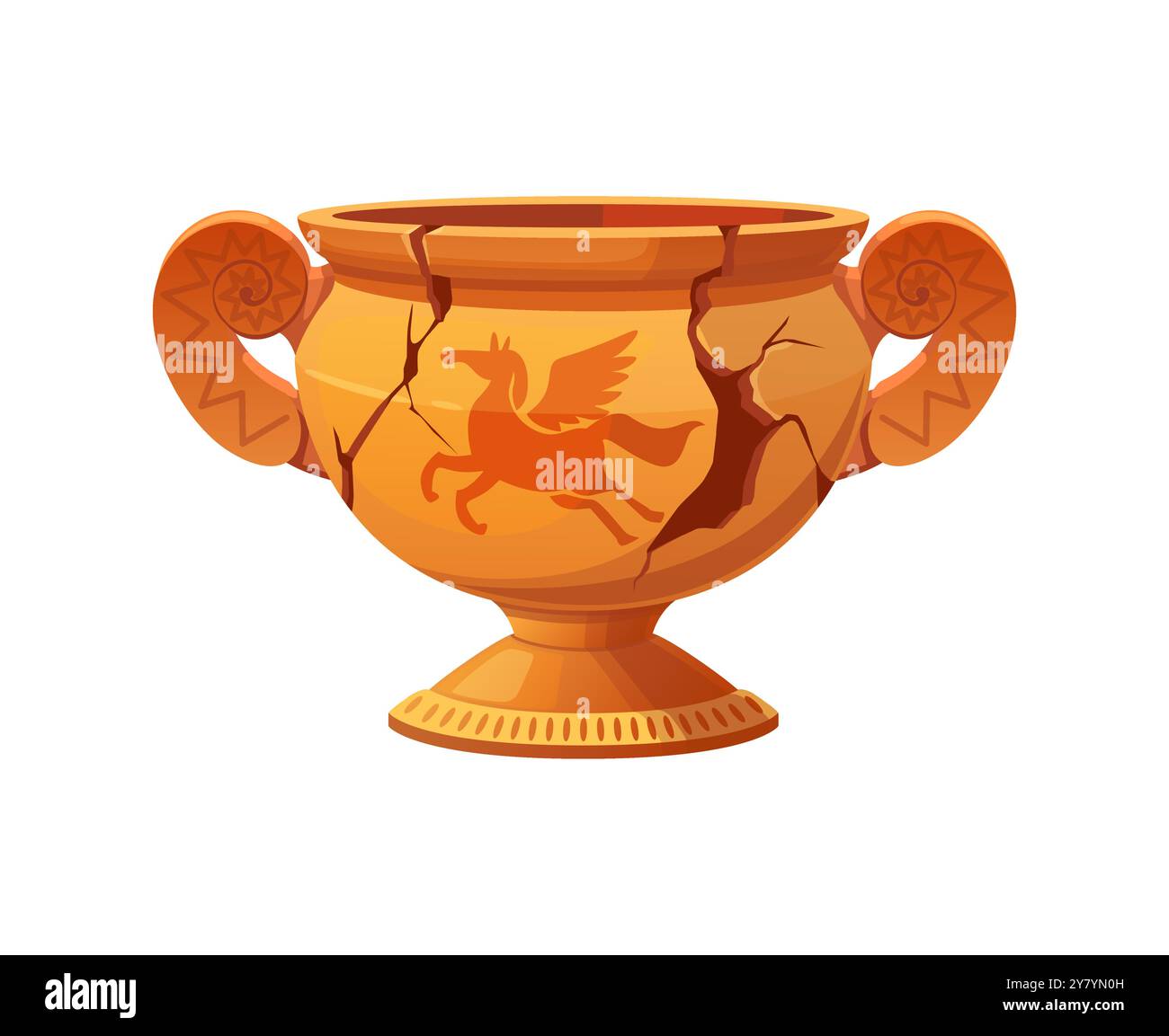 Vase antique cassé, pot de musée en céramique de dessin animé avec des ...