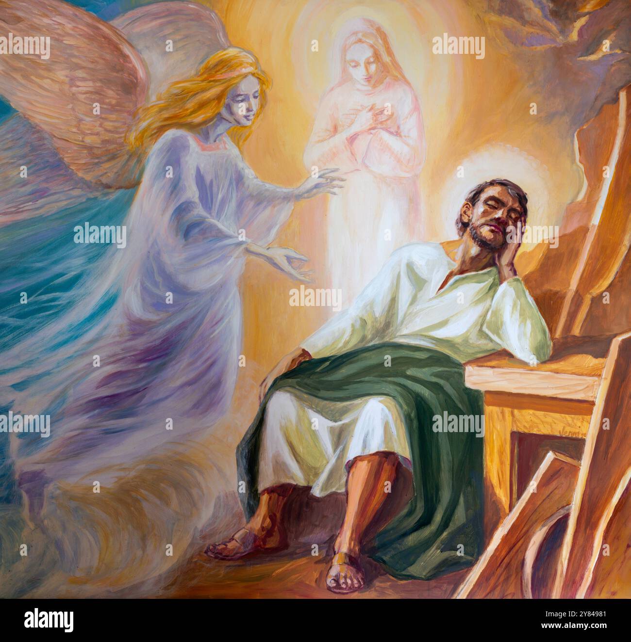 ASTI, ITALIE - 11 SEPTEMBRE 2024 : la peinture de l'apparition d'ange à ...