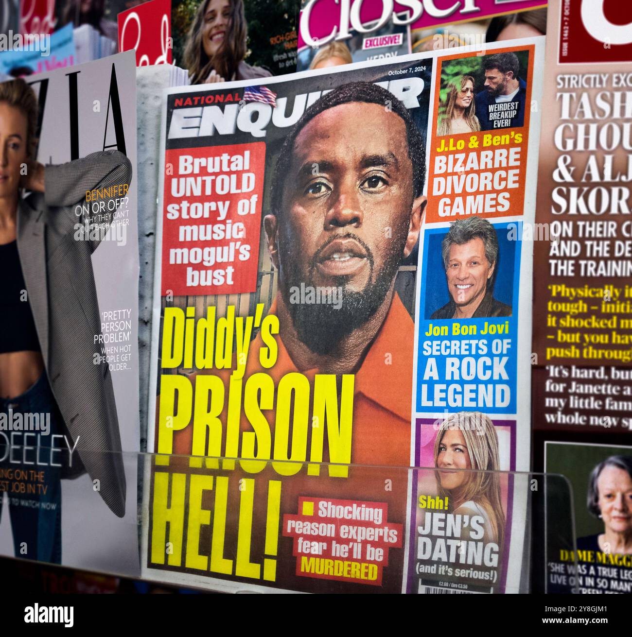 Sean Combs, alias Diddy, Puff Daddy, et P. Diddy, sur la couverture du journal National Enquirer ...