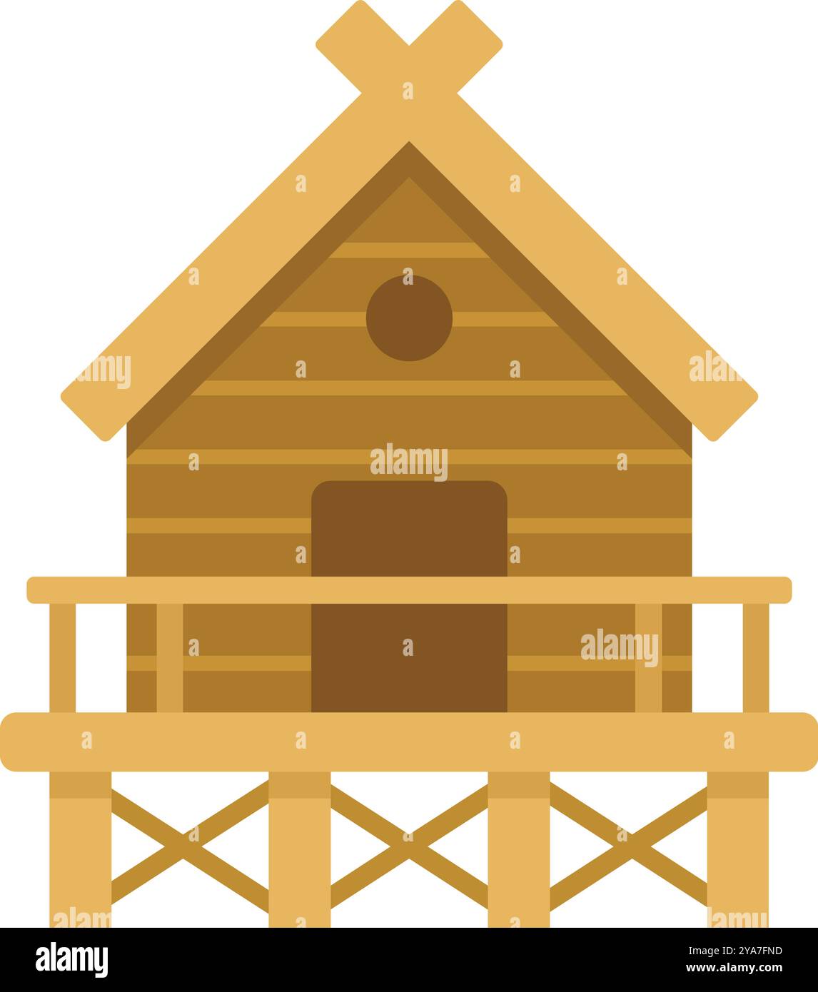 Illustration simple représentant une cabane en bois construite sur ...