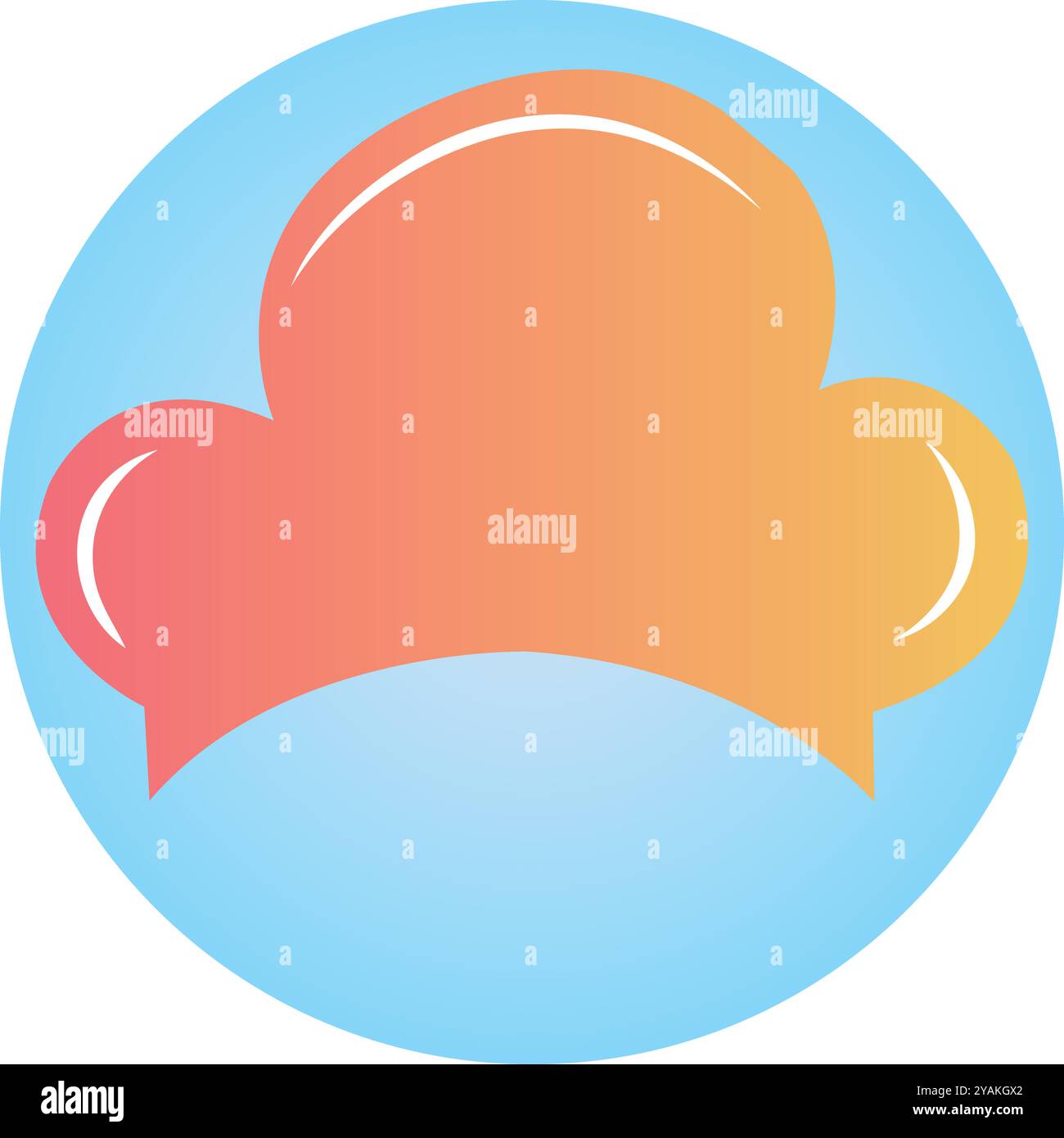 Logo de cuisine, logo de chef, chapeau orange de chef avec fond bleu ...