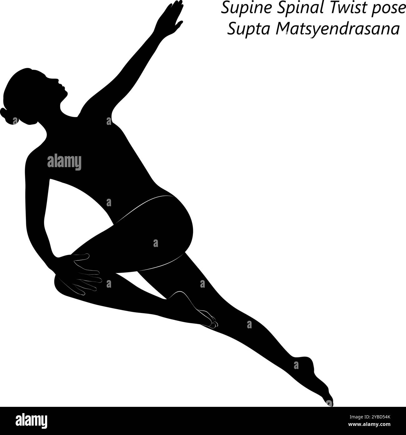 Jeune femme pratiquant la pose de yoga. Posture de torsion vertébrale ...