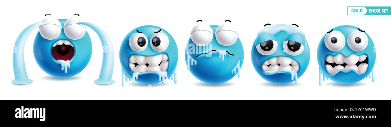 Jeu de vecteur de caractère émoticône froid emoji. Emojis Frozen ...