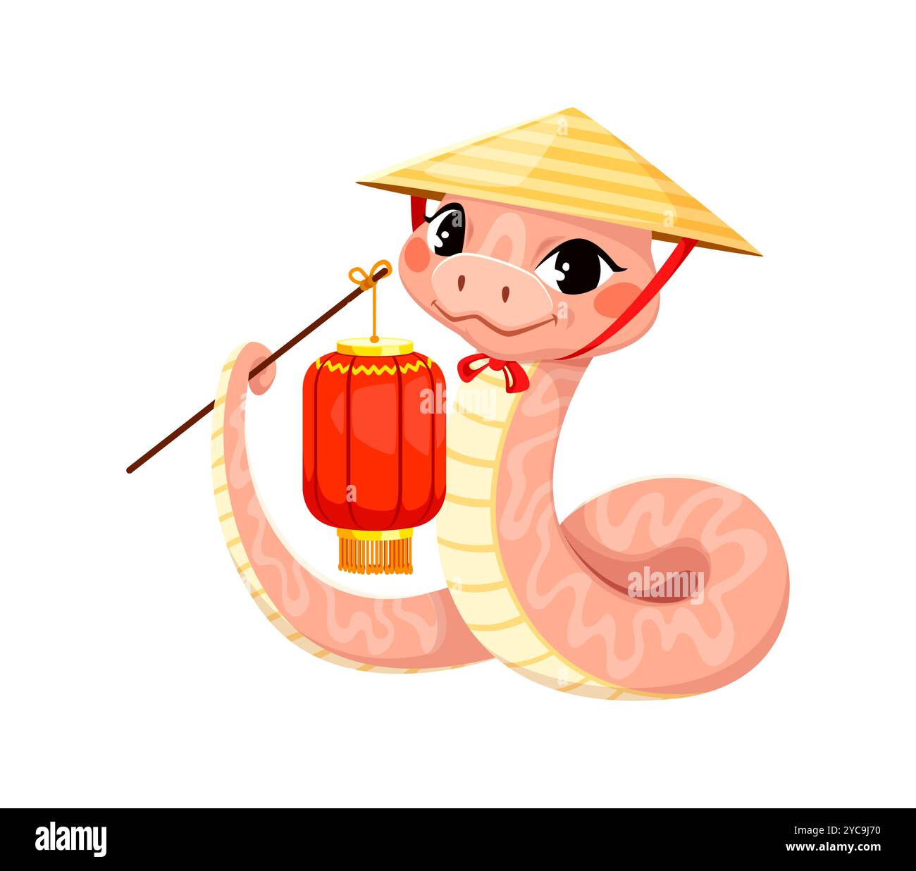 Personnage de serpent de dessin animé doux dans des tons roses portant ...