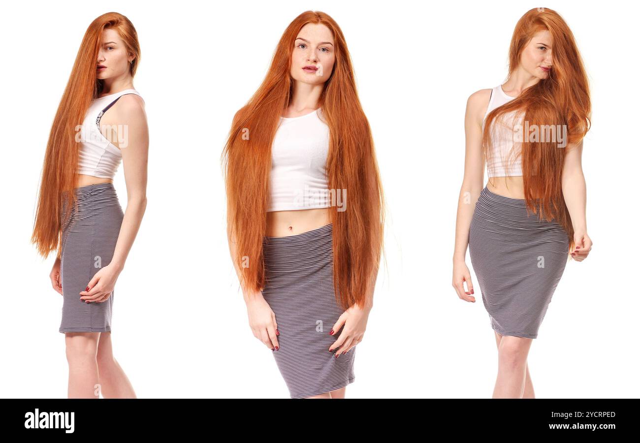 Cheveux roux yeux bleus fille Banque de photographies et d’images à ...