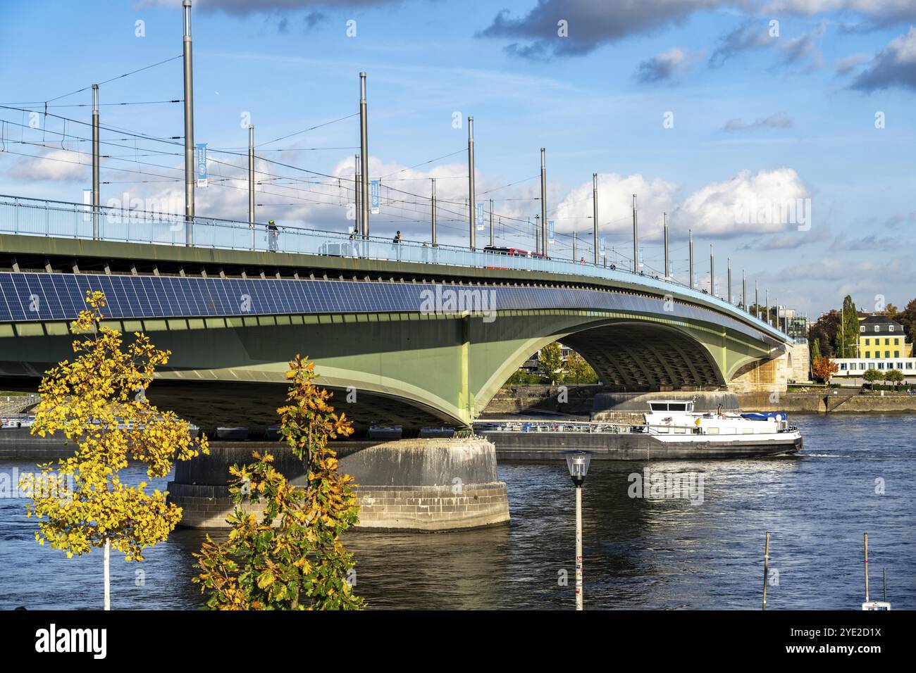 Le pont Kennedy, au milieu des 3 ponts rhénans de Bonn, relie le centre ...