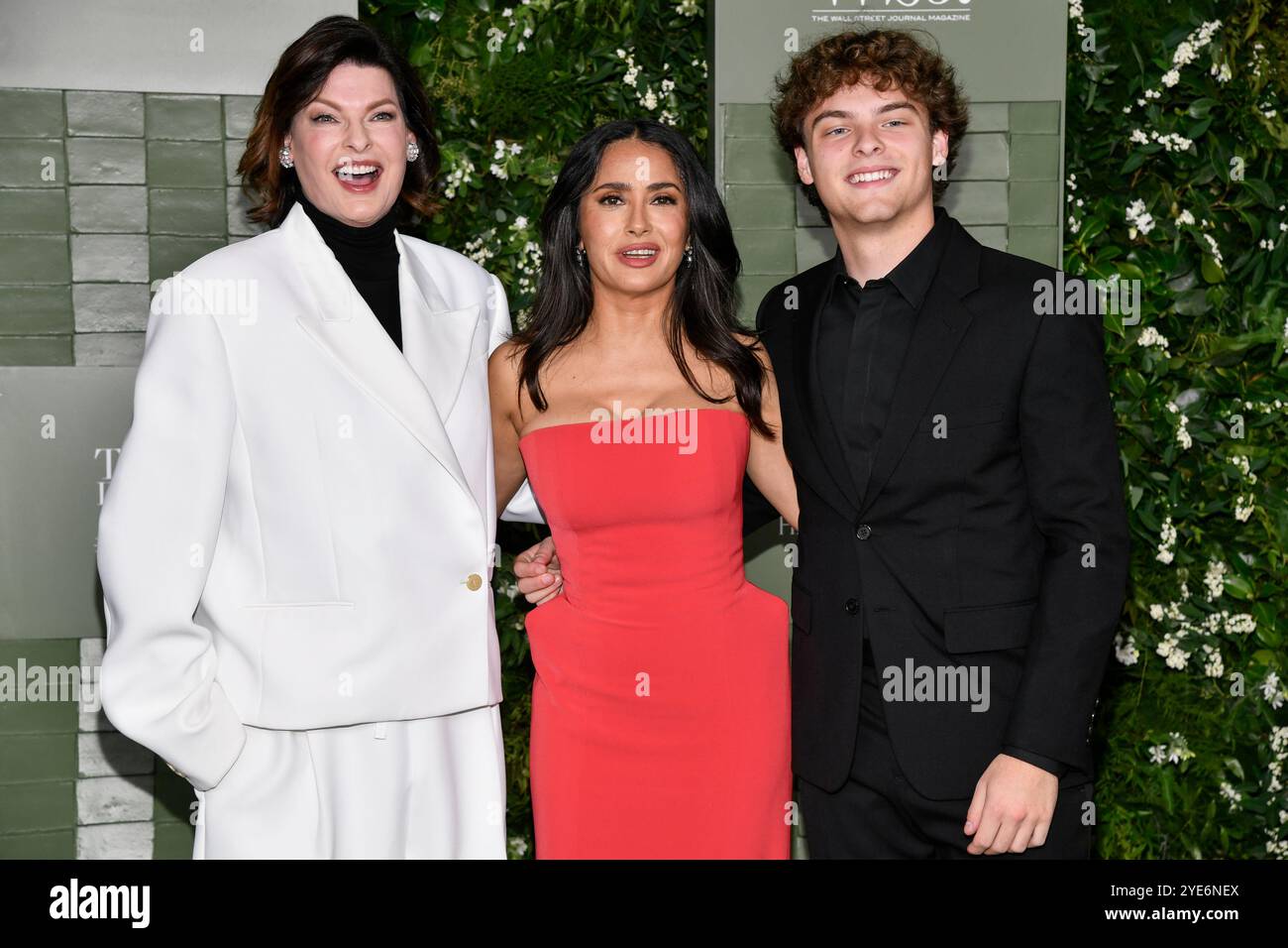 Linda Evangelista, from left, Salma Hayek Pinault, and Augustin James ...