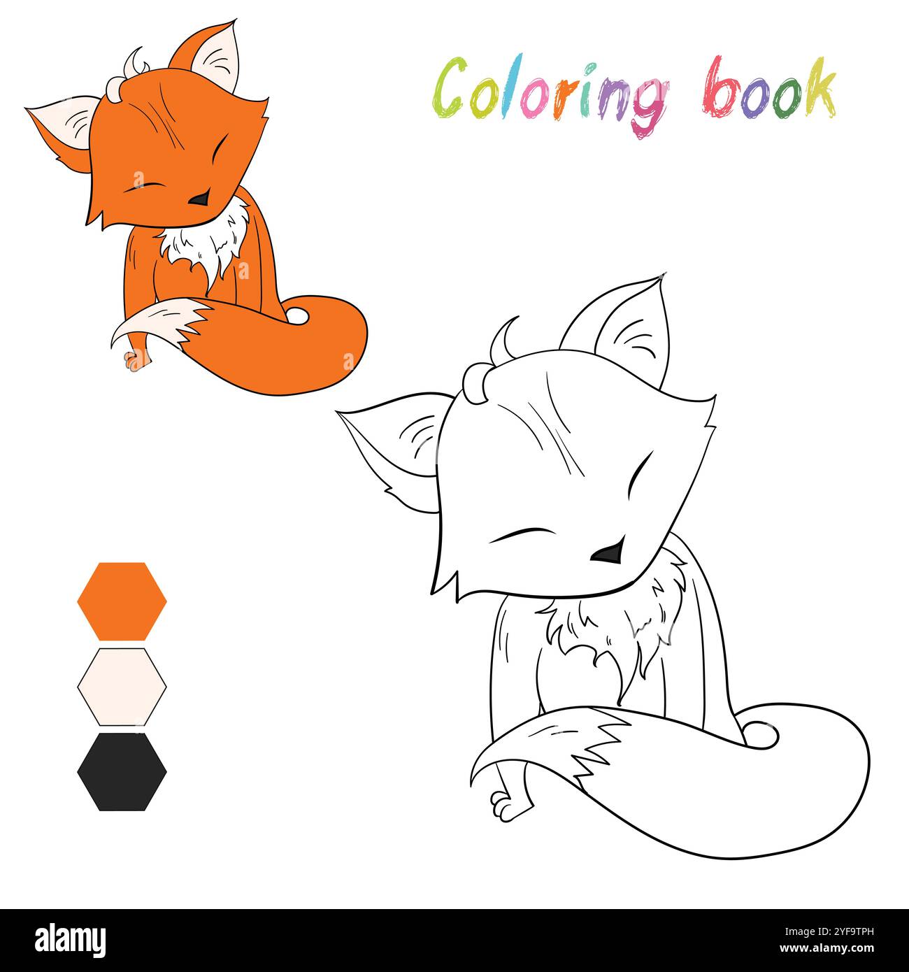 Livre de coloriage renard dessin animé Banque d'images vectorielles ...