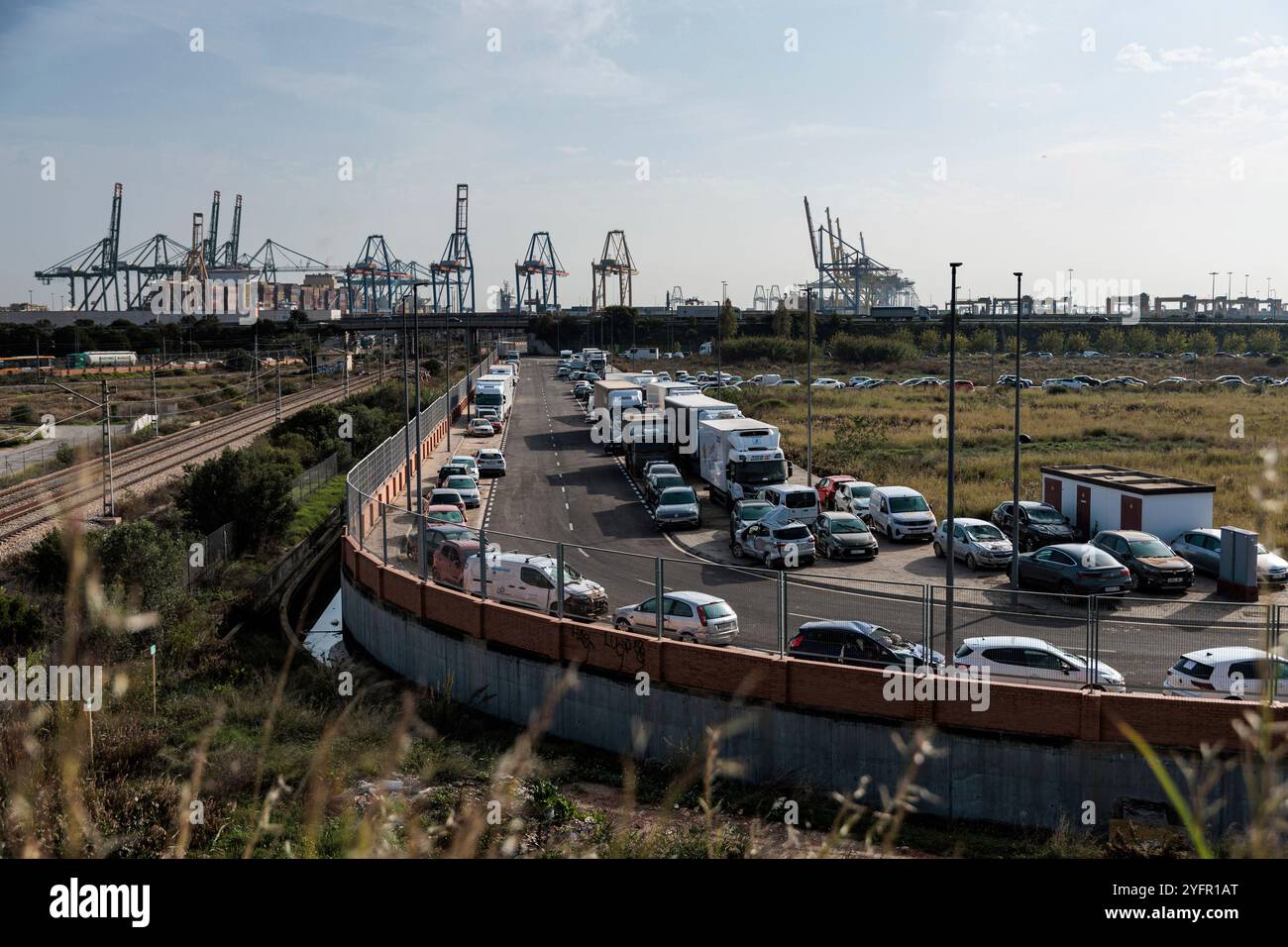 General view of the vehicles in the ZAL of the Port of Valencia, on ...