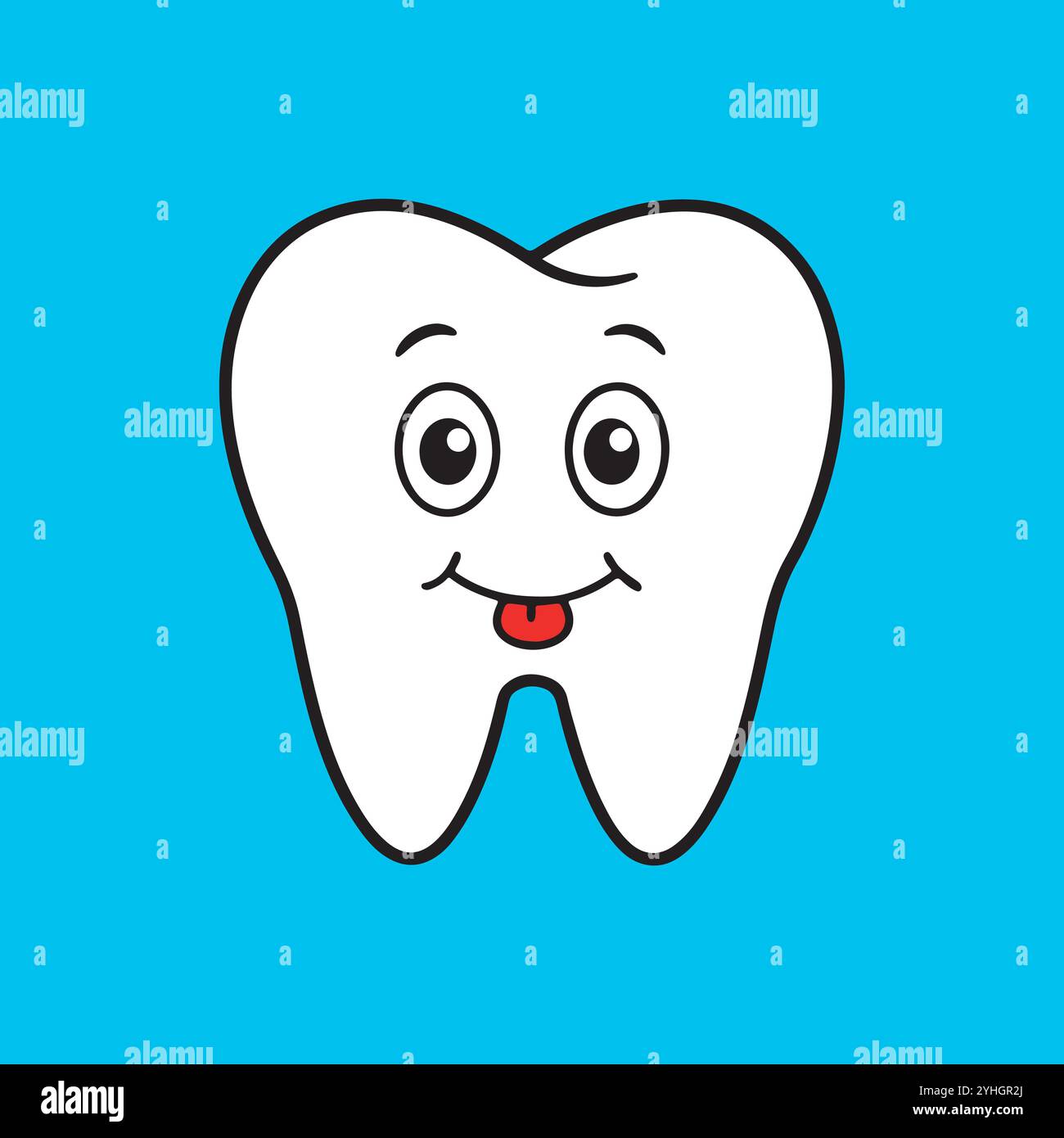 Icône dent heureuse. Personnages de dents mignons, logo, dessin animé ...