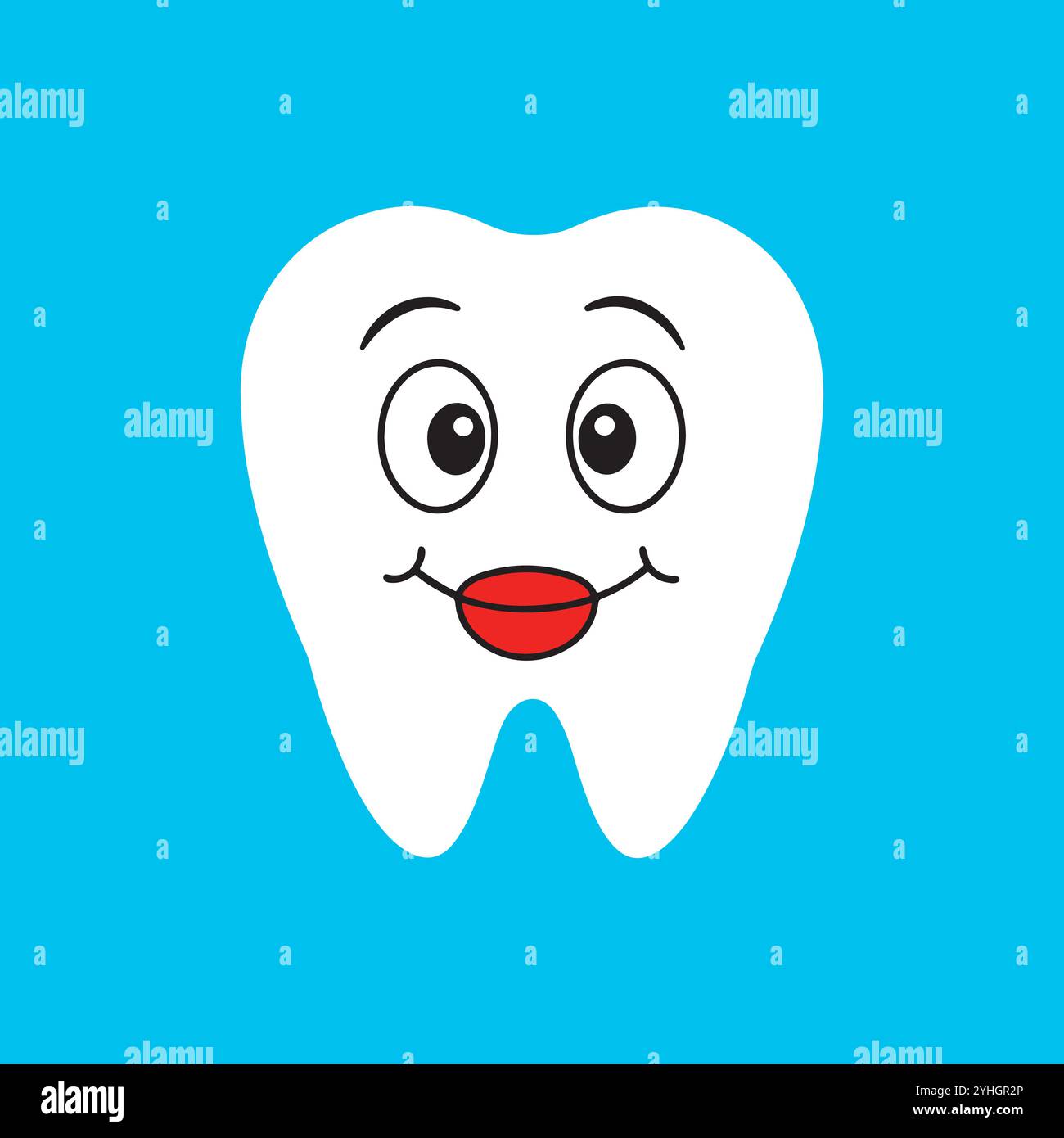 Icône dent heureuse. Personnages de dents mignons, logo, dessin animé ...