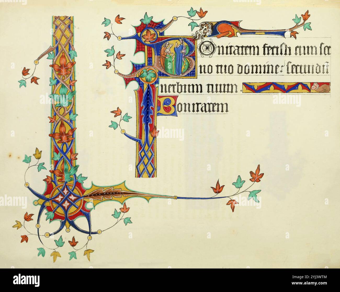 Ce manuscrit contient quelques beaux exemples de bordures et de lettres ...